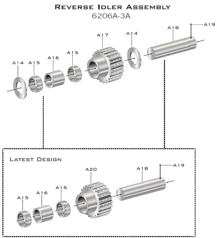 Reverse Idler Gear Assembly - 00452-8/93-6206A | The Gear Centre ...