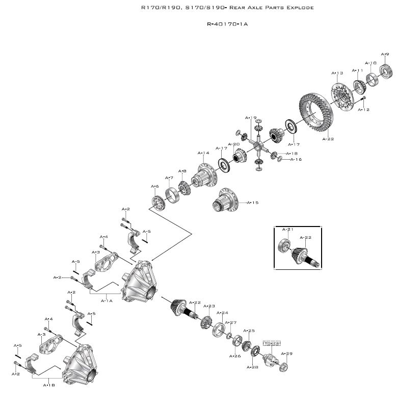 High Entry Rear Axle - Exploded View - R-40170E-1A | Gearcentre Canada ...